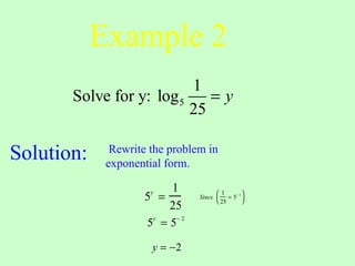 Log Exponential Form
