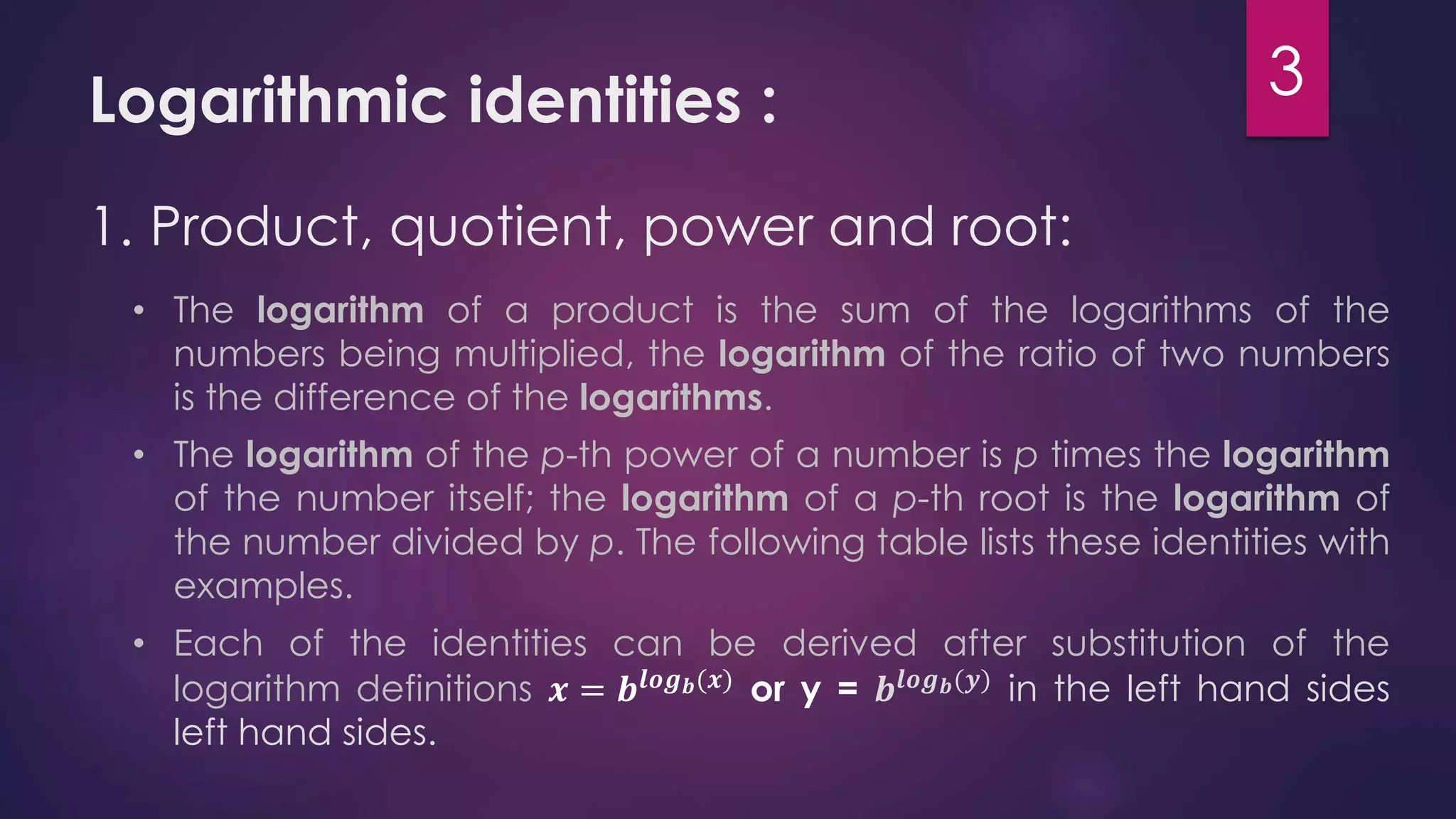 Logarithms in mathematics | PPTX