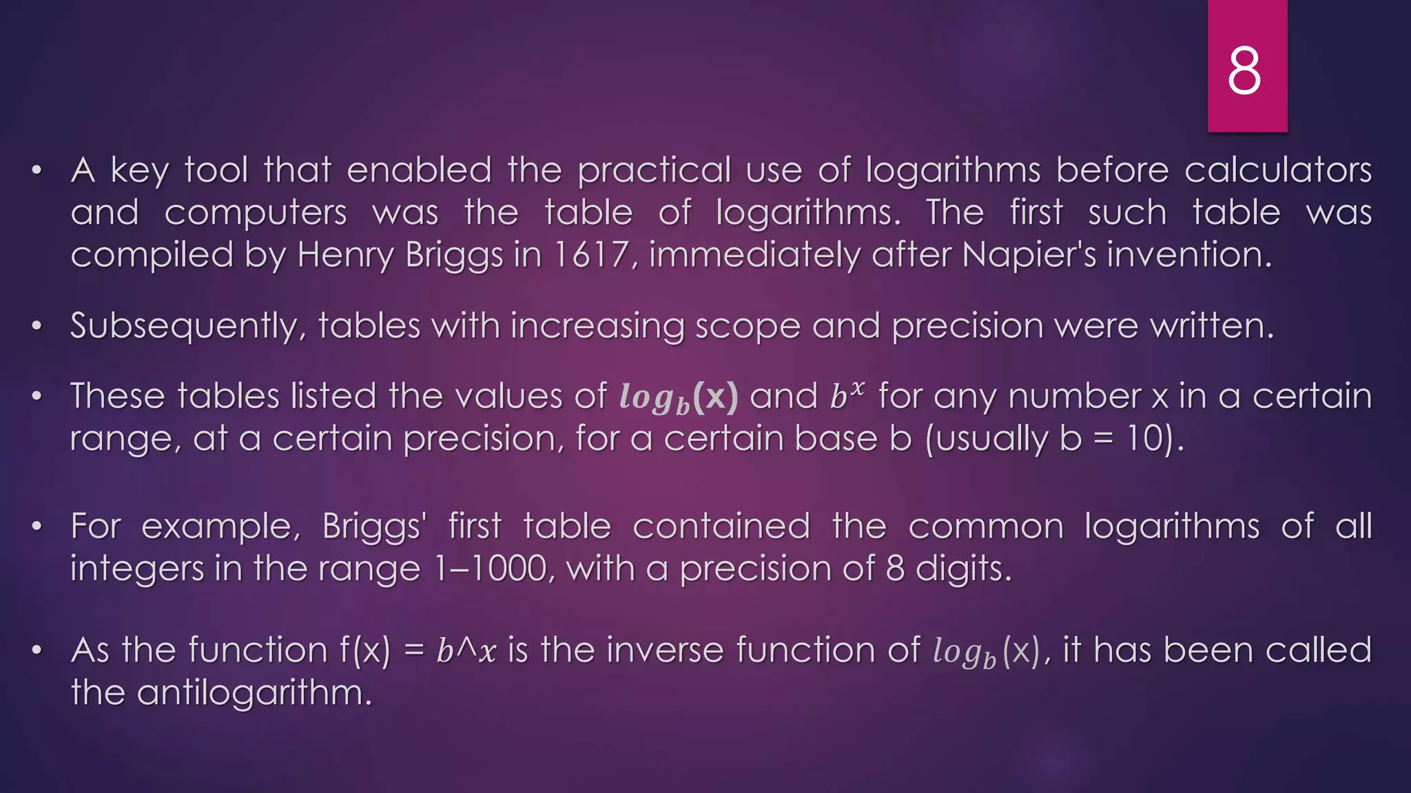 Logarithms in mathematics | PPTX