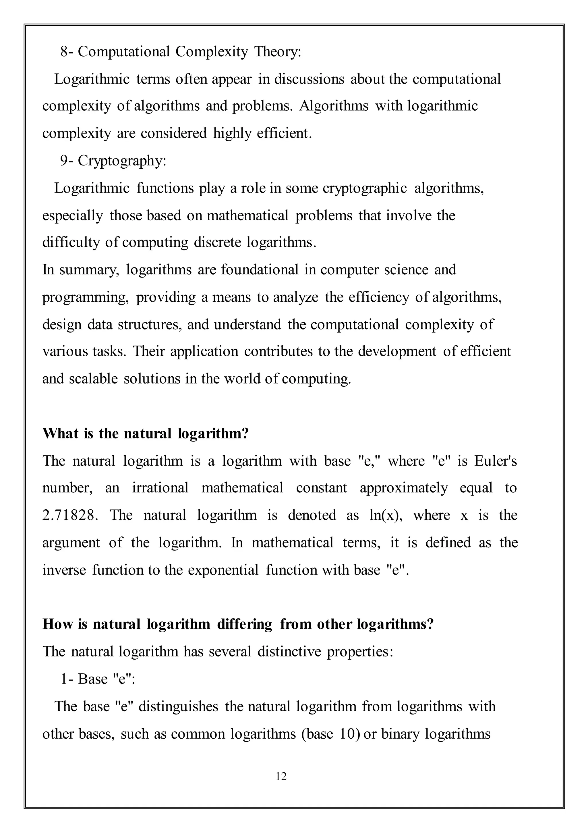 Logarithms in mathematics maths log loga | PDF