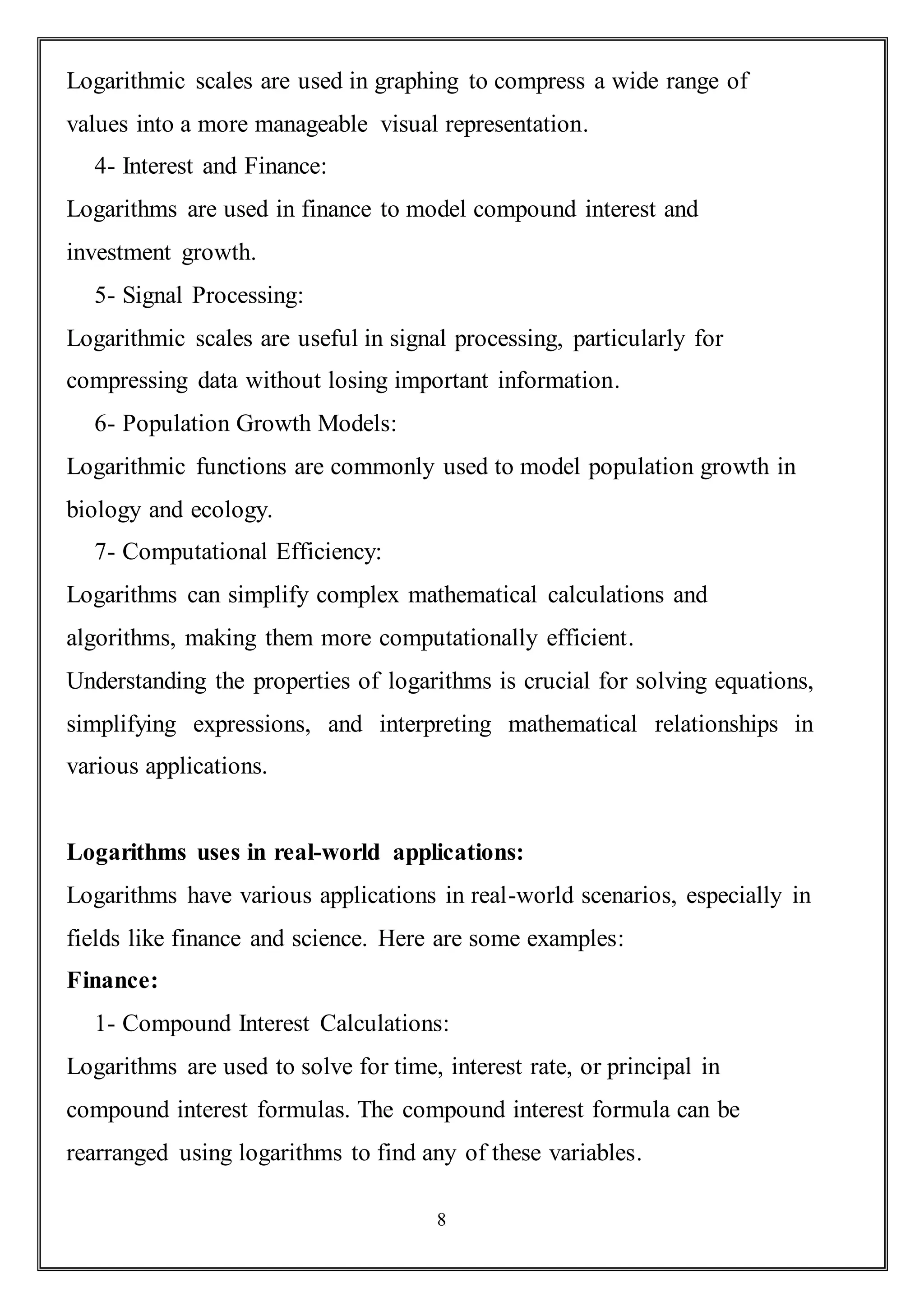 Logarithms in mathematics maths log loga | PDF