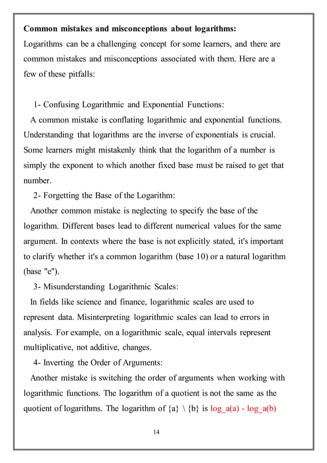 Logarithms in mathematics maths log loga | PDF