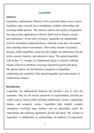 Logarithms in mathematics maths log loga | PDF