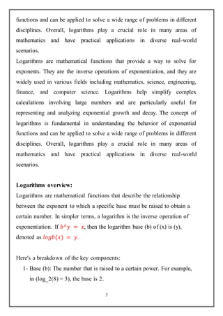 Logarithms in mathematics maths log loga | PDF