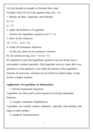 Logarithms in mathematics maths log loga | PDF