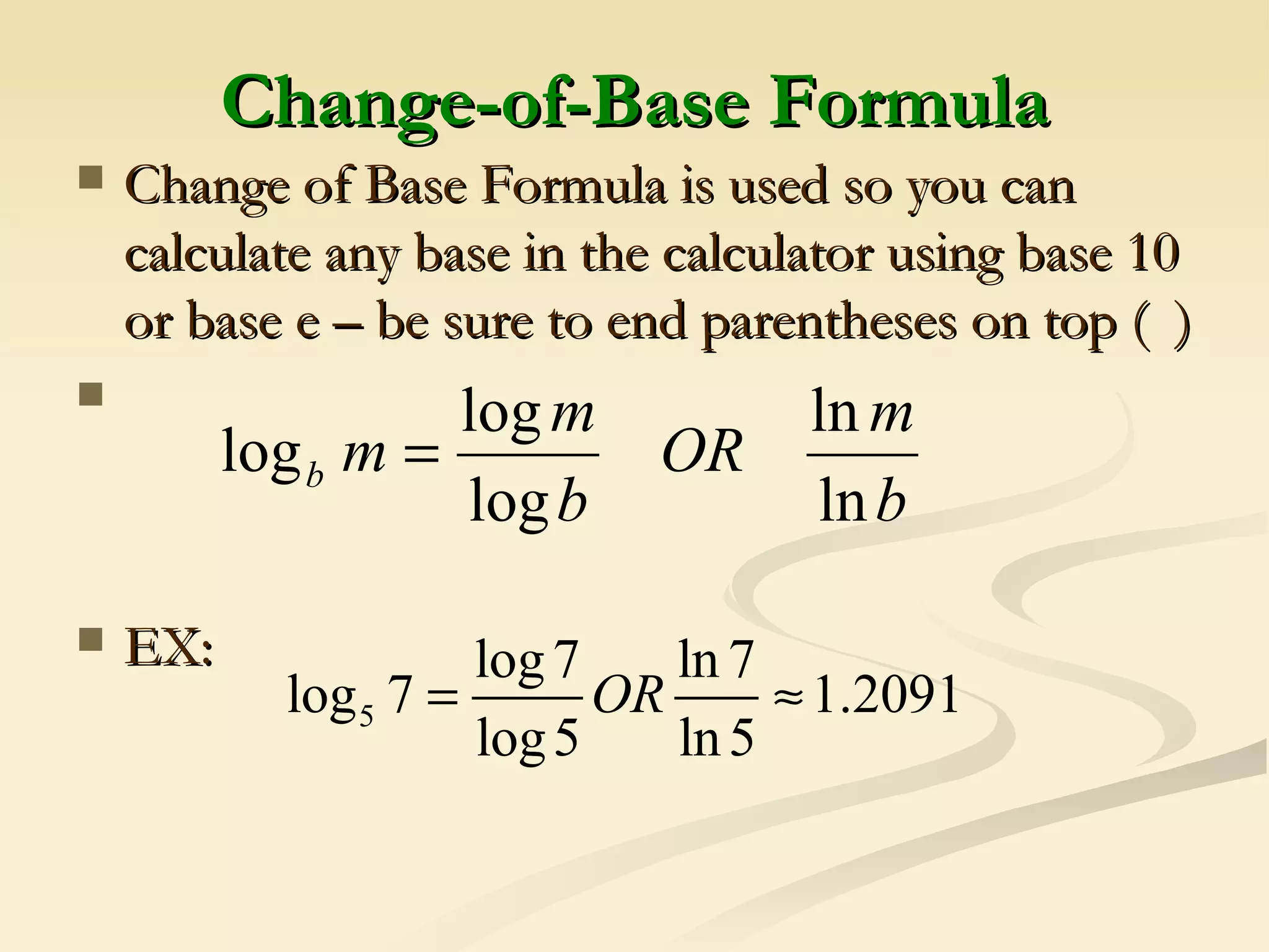 Logarithms and exponents solve equations | PPT
