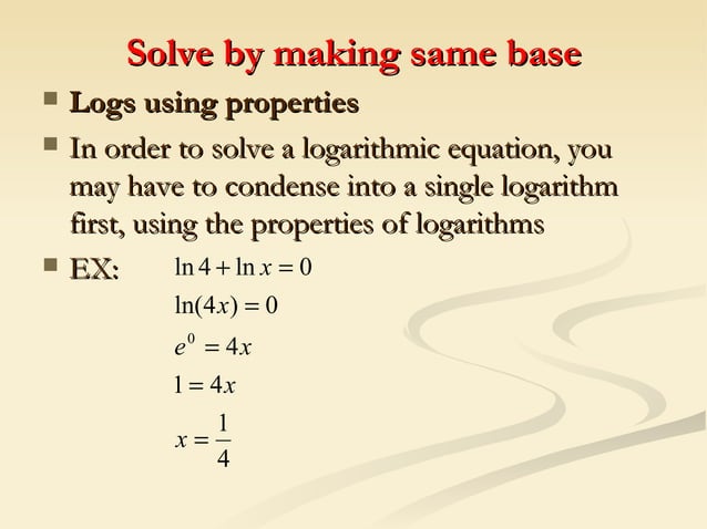 Logarithms and exponents solve equations | PPT