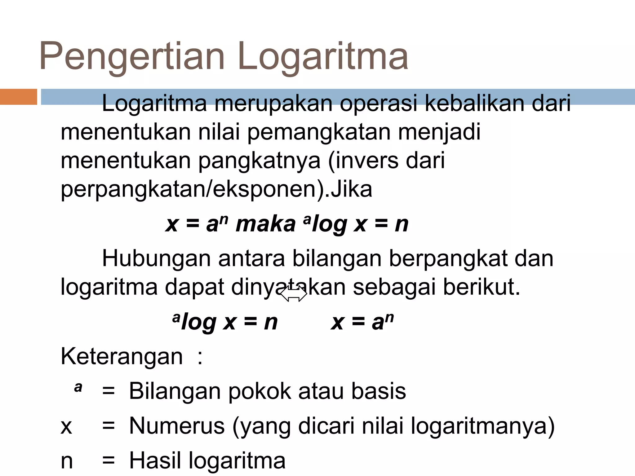 Logaritma kelas X IIS | PPTX