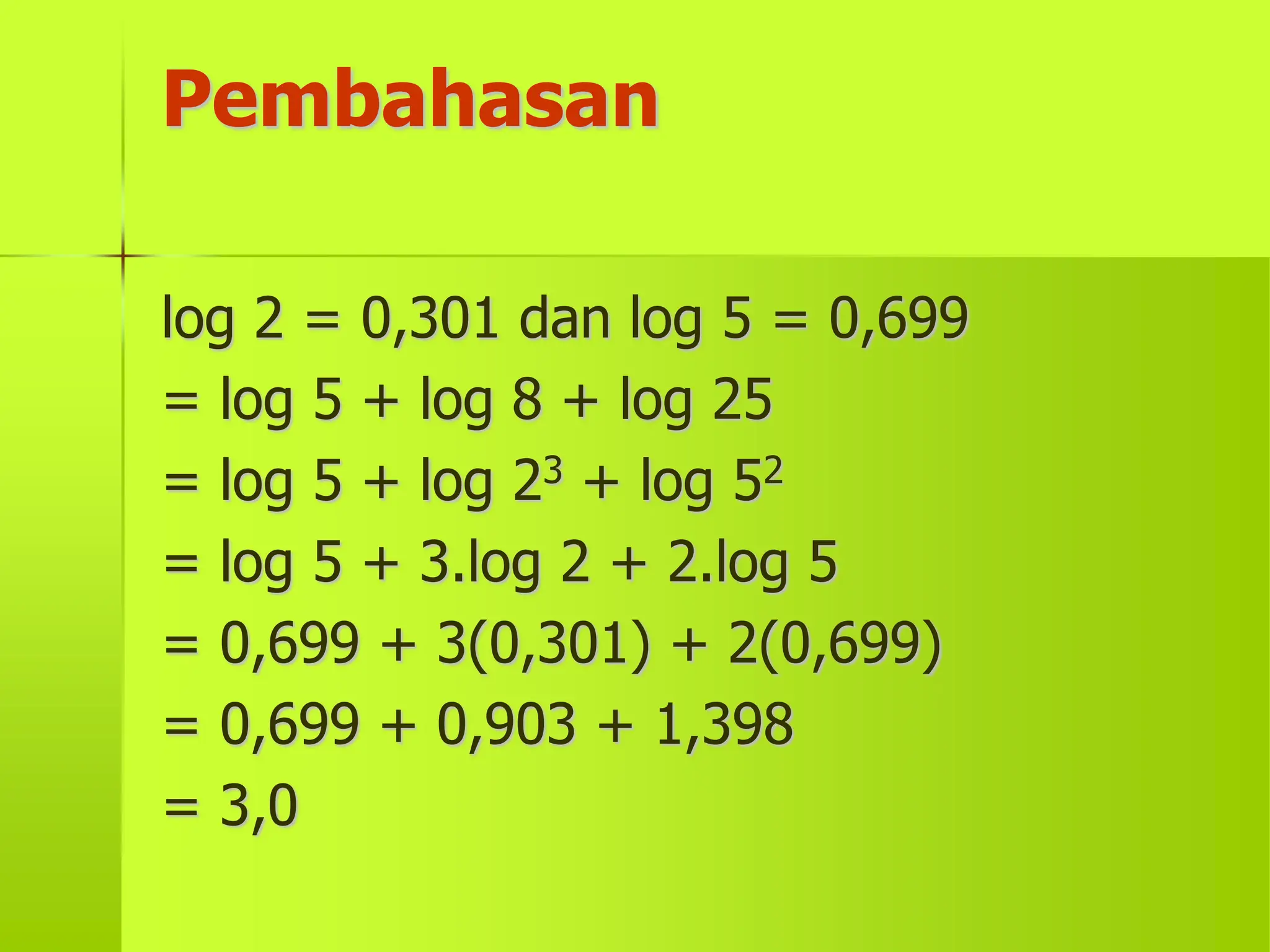 Ppt Logaritma matematika untuk beberapa mata kuliah. | PPT