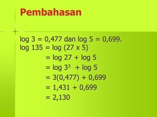 Ppt Logaritma matematika untuk beberapa mata kuliah. | PPT