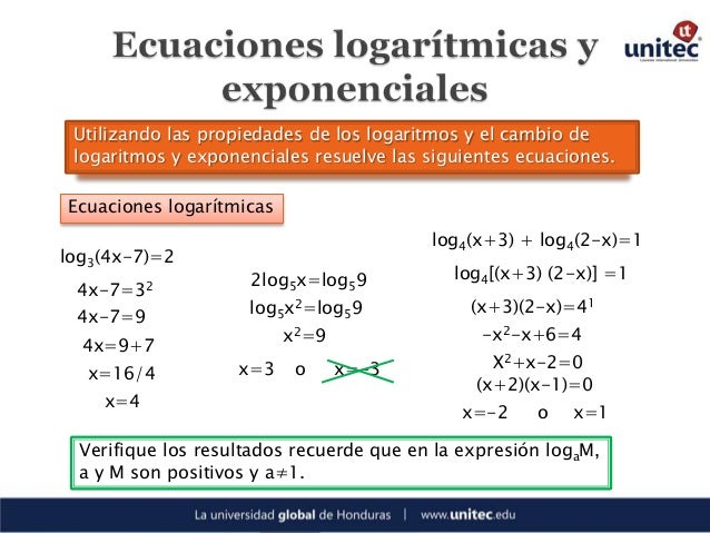 Logaritmos Exponenciales Ecuaciones Propiedades