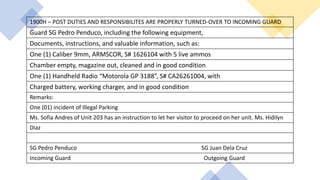 LOGBOOK AND REPORT WRITING for security guards improvement | PPTX