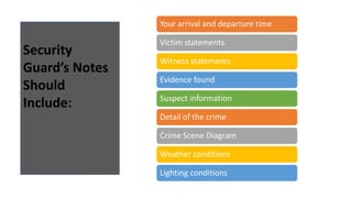LOGBOOK AND REPORT WRITING for security guards improvement | PPTX