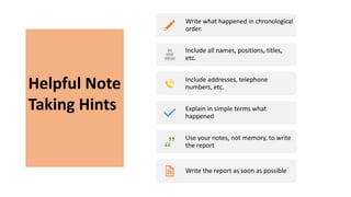 LOGBOOK AND REPORT WRITING for security guards improvement | PPTX