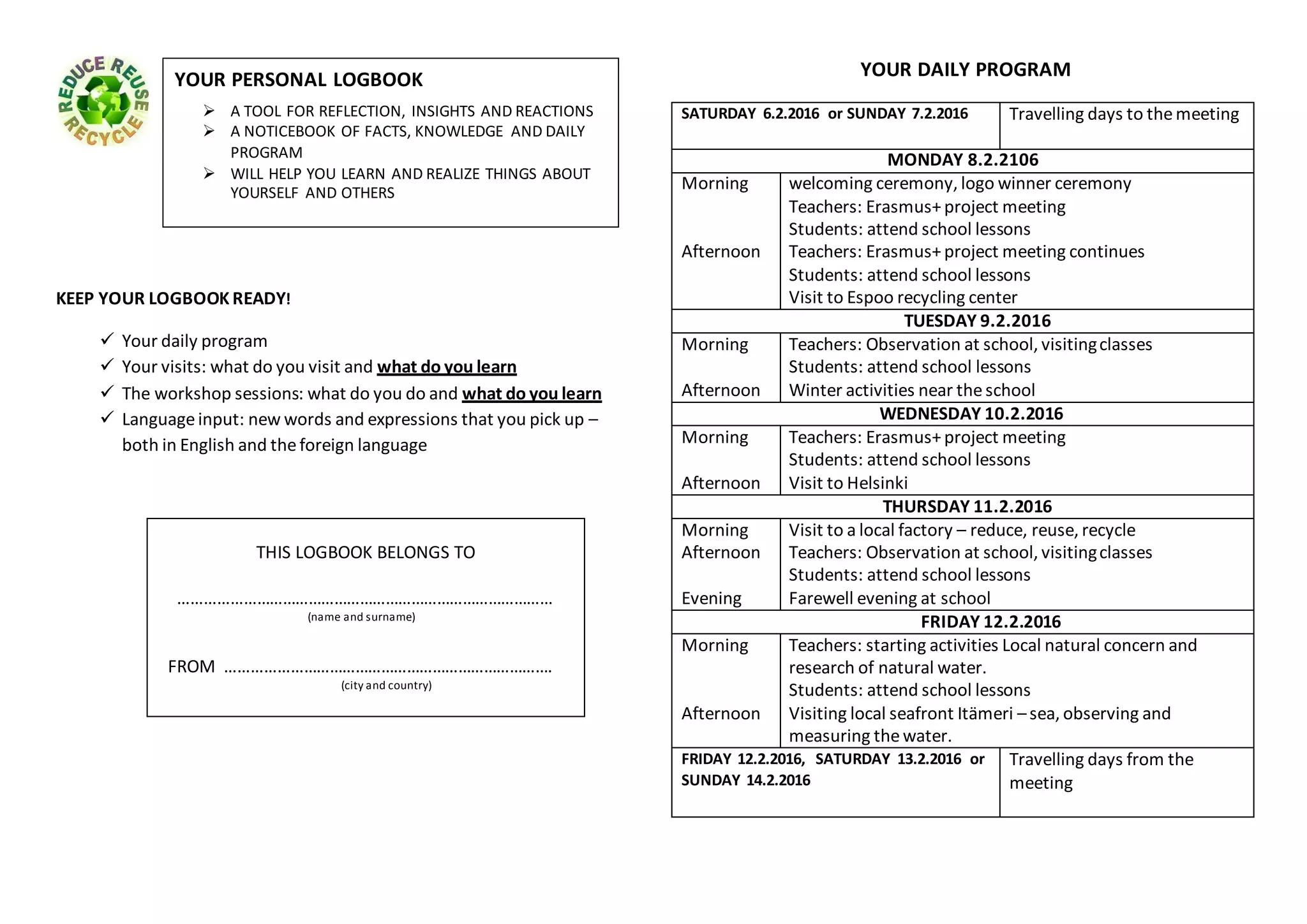 Logbook for students | PPT