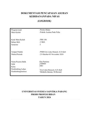 Logbook Nifas stase 6 nifas sandia tariska | PDF