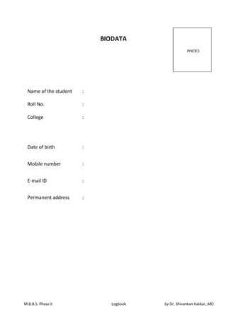 Pathology Logbook for MBBS Phase II Students | PDF