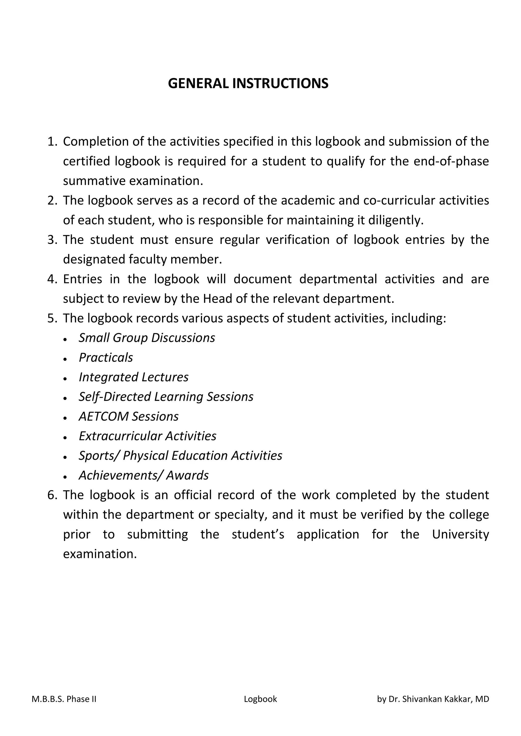 Pharmacology Logbook for MBBS Phase II Students | PDF