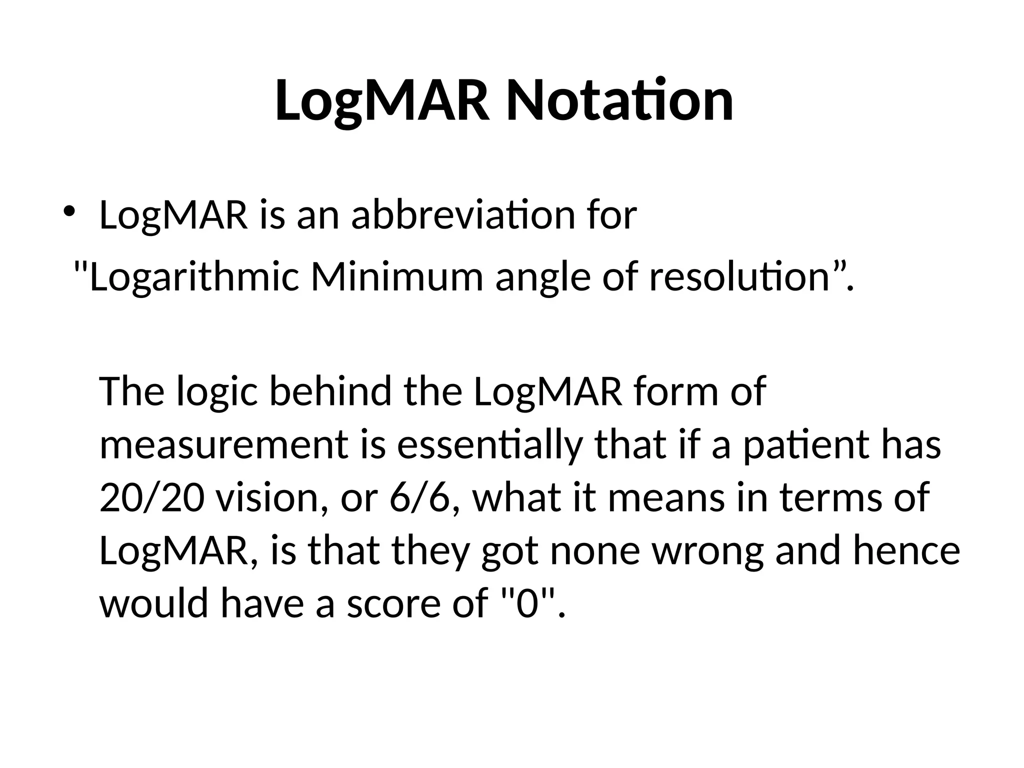 log chart va .pptx LogMAR and Snellen Difference | PPTX