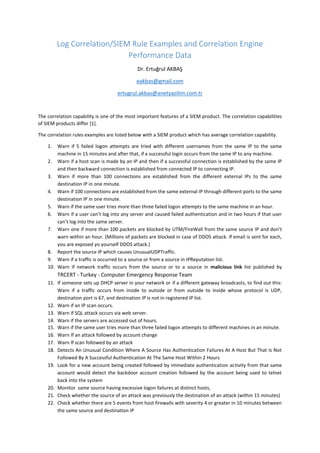 Log correlation SIEM rule examples and correlation engine performance data | PDF