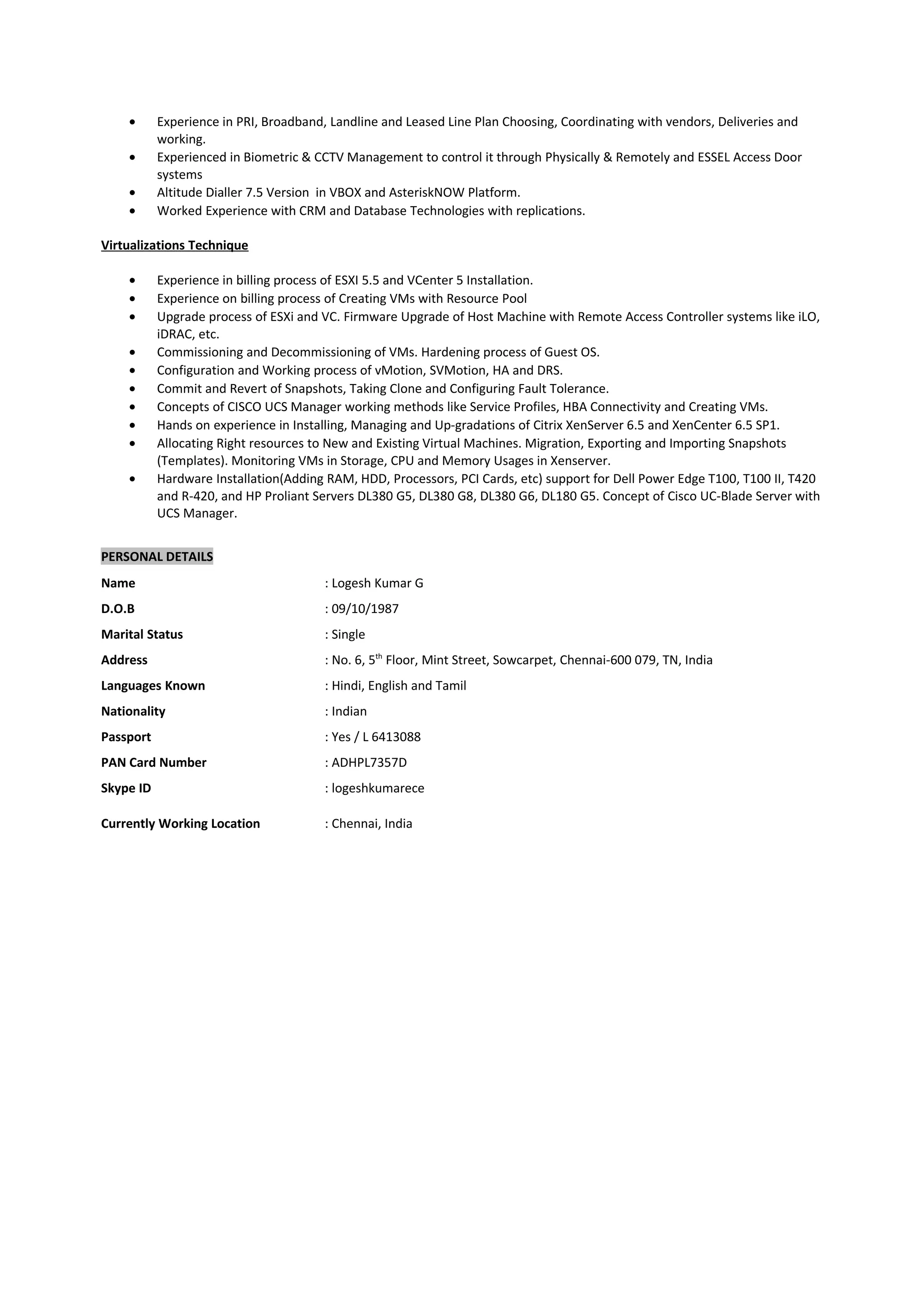 Logesh Resume | DOC