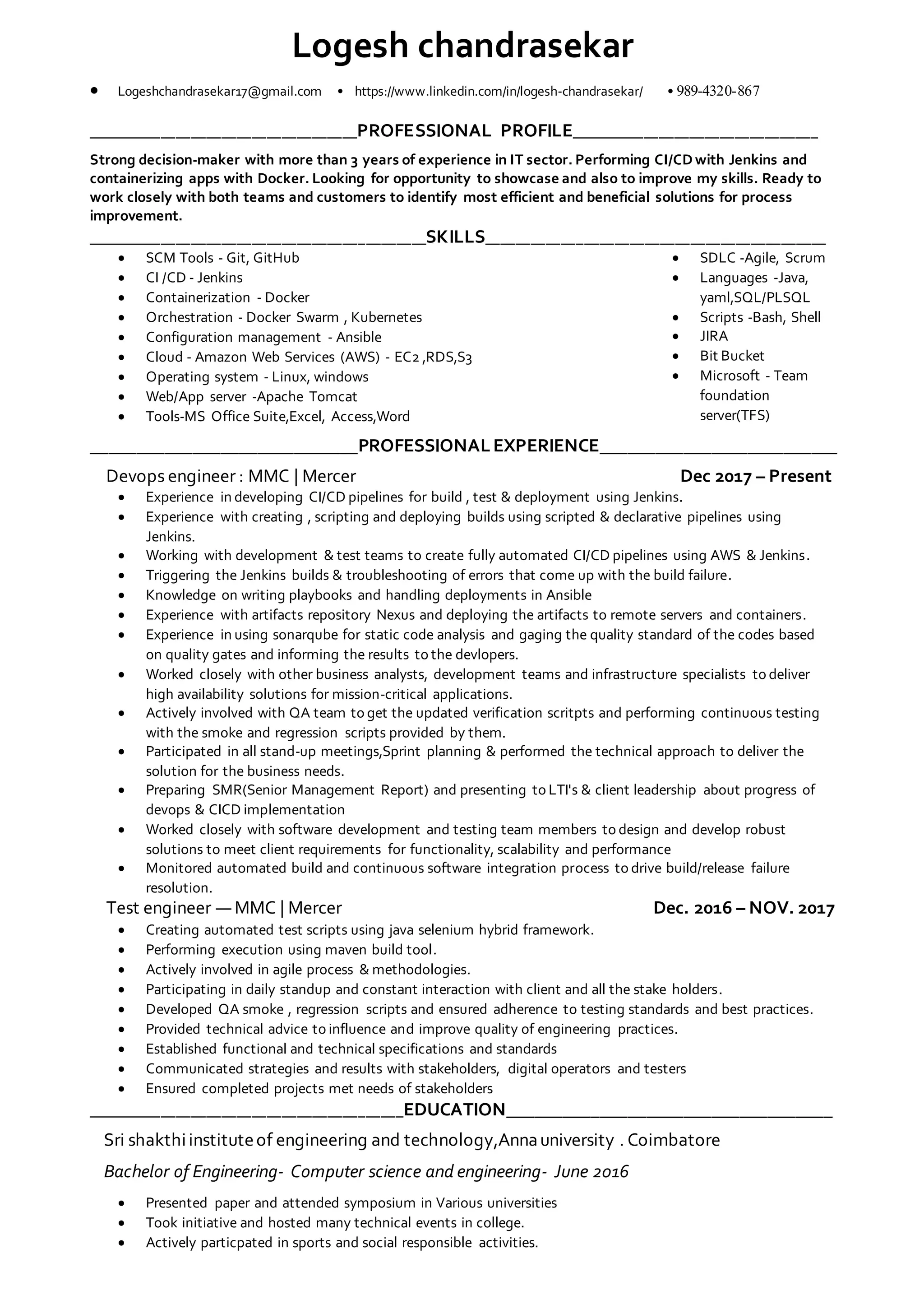 Logesh resume | PDF