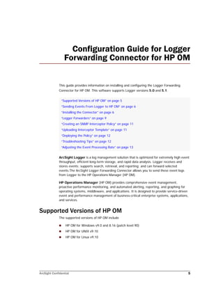 ArcSight Logger Forwarding Connector for HP Operations Manager | PDF