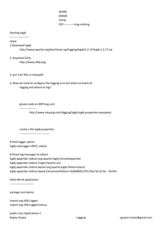 Java Logging discussion Log4j,Slf4j | PDF