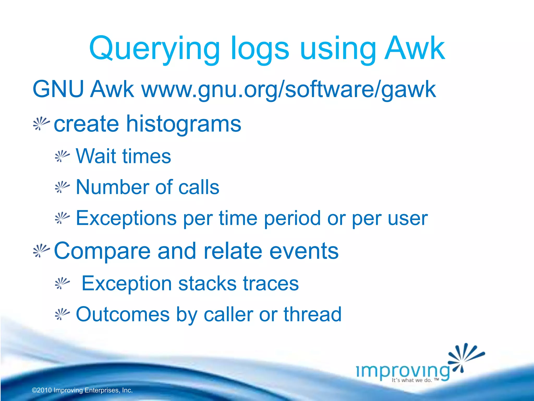 Application logging for fun and profit | PPTX