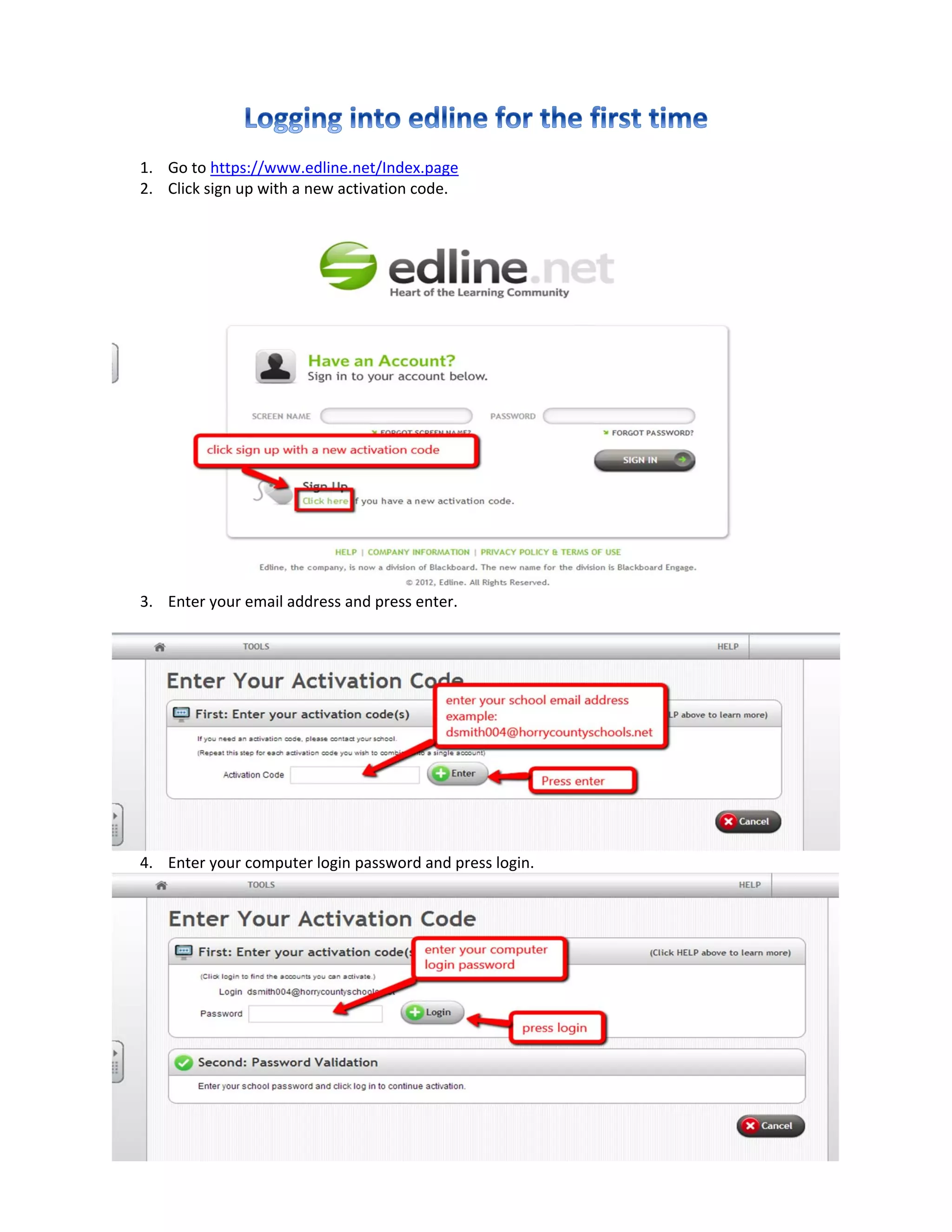 Logging into edline for the first time | PDF