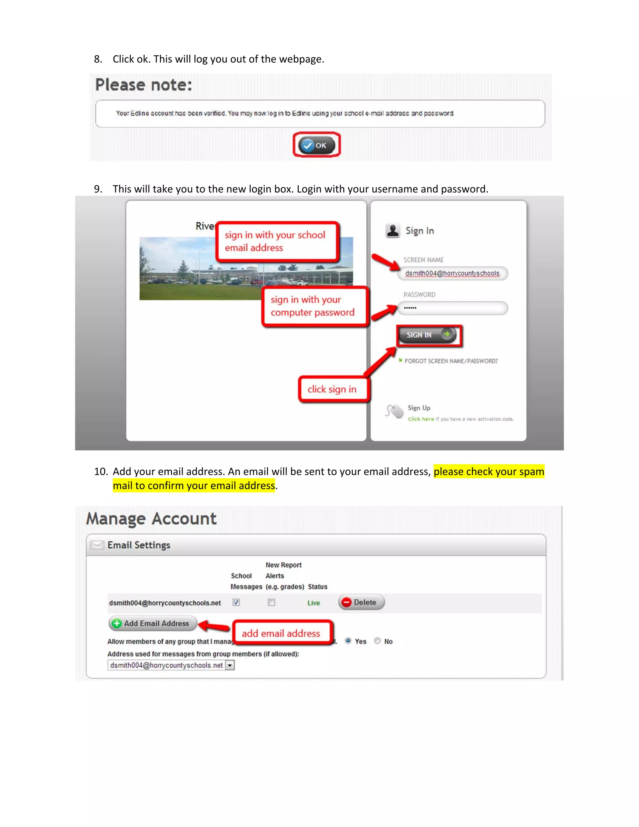 Logging into edline for the first time | PDF