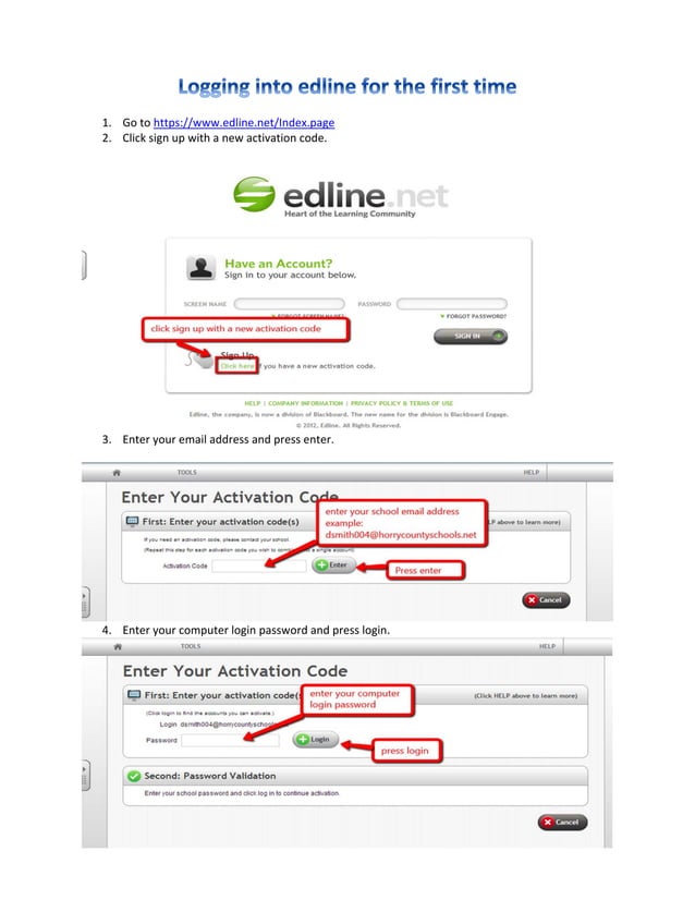 Logging into edline for the first time | PDF