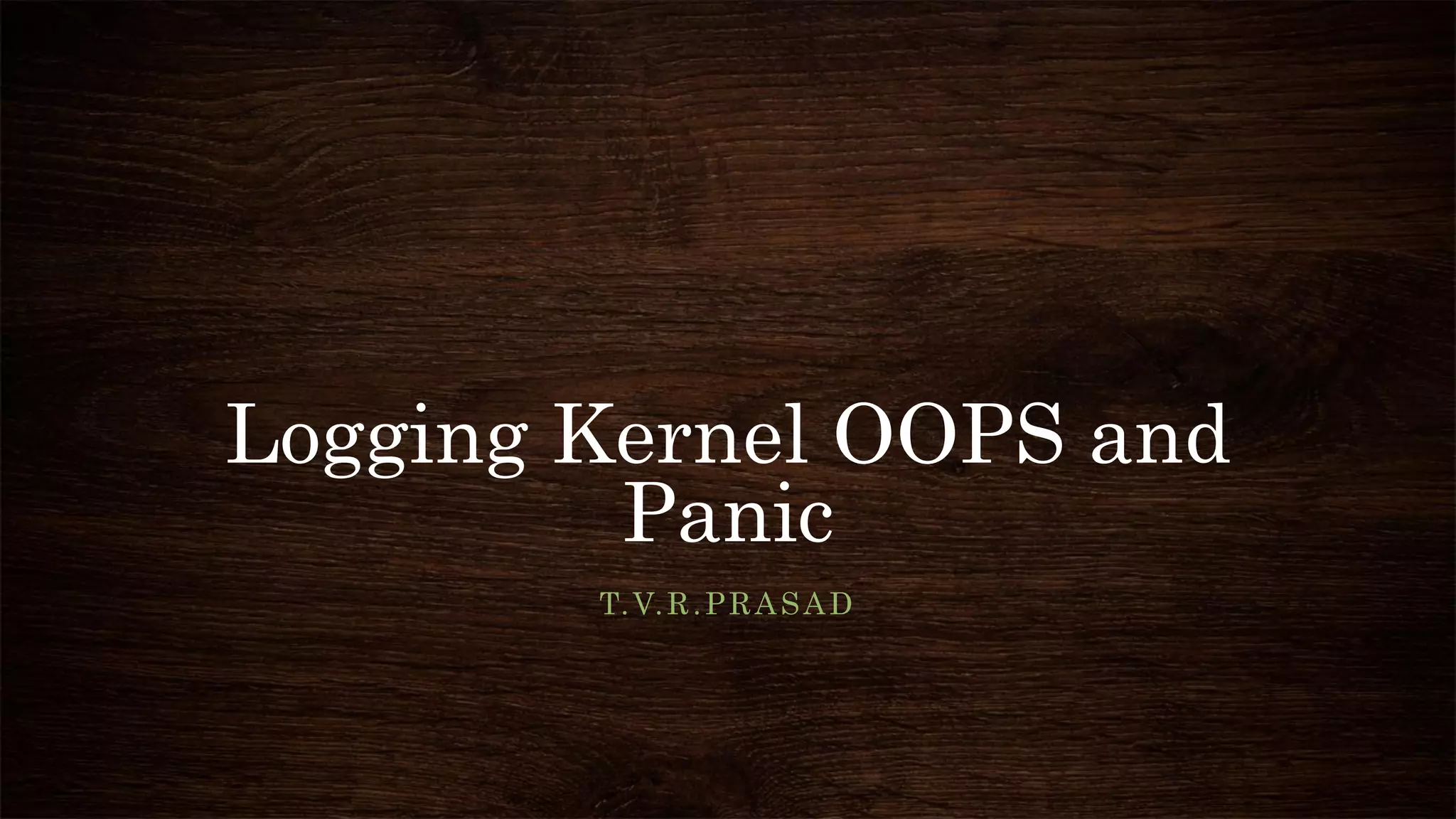 Logging kernel oops and panic | PDF