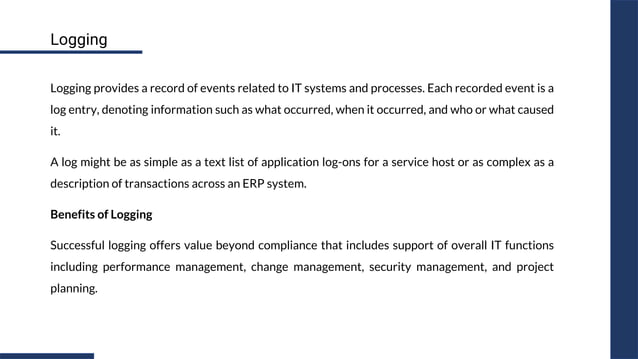 Logging, monitoring and auditing | PPTX Logging, monitoring and auditing | PPTX