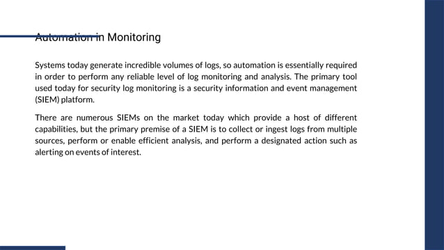 Logging, monitoring and auditing | PPTX