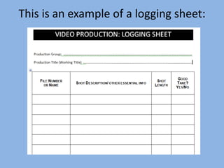 Logging Sheet | PPT