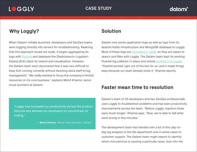 Loggly - Case Study - Datami Keeps Developer Productivity High with Loggly | PPT