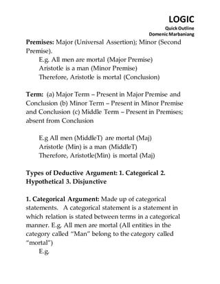 Formal Logic: Quick Outline | DOCX