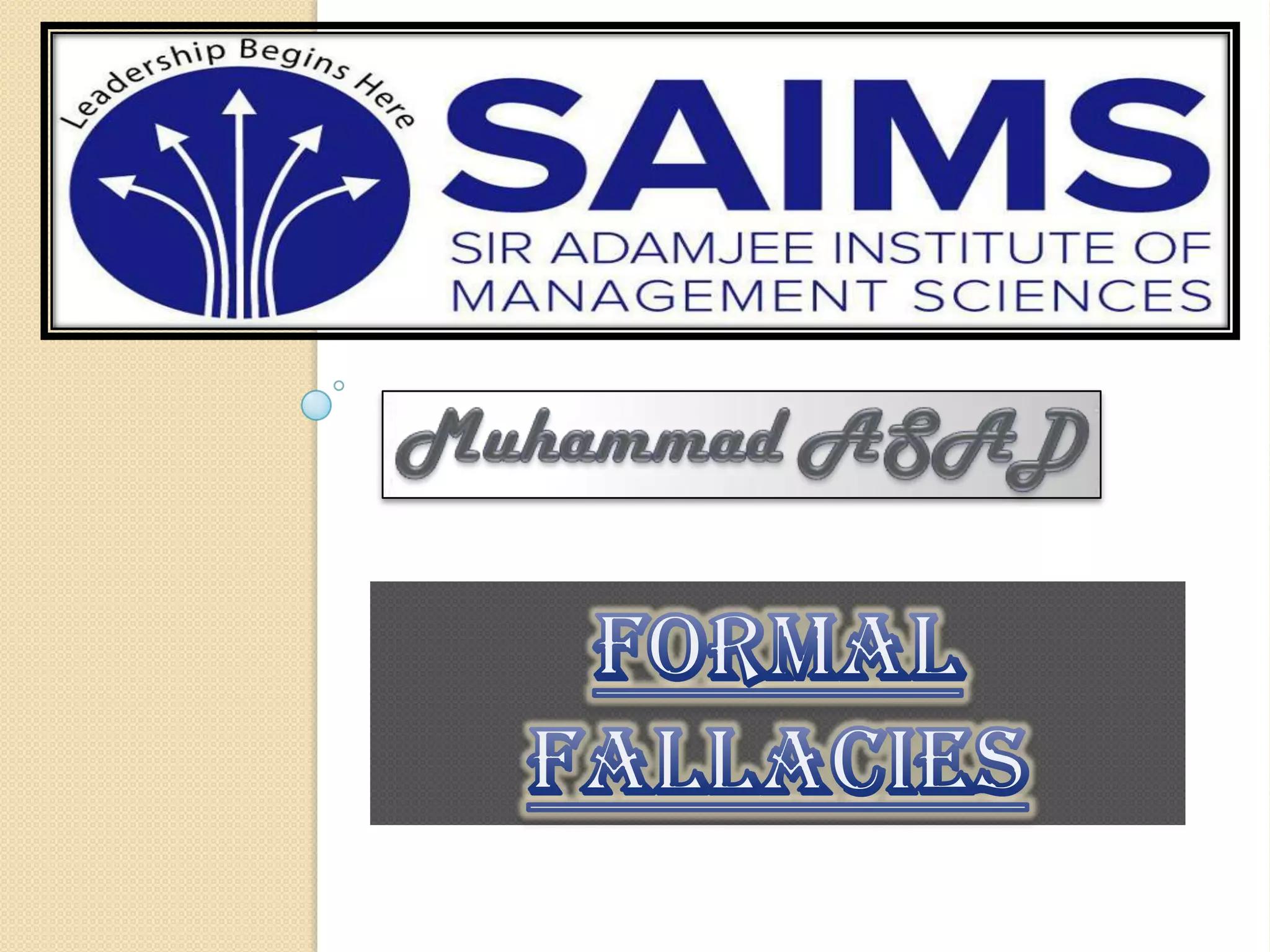 Logic FORMAL FALLACIES | PPTX