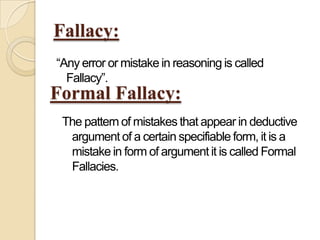 Logic FORMAL FALLACIES | PPTX