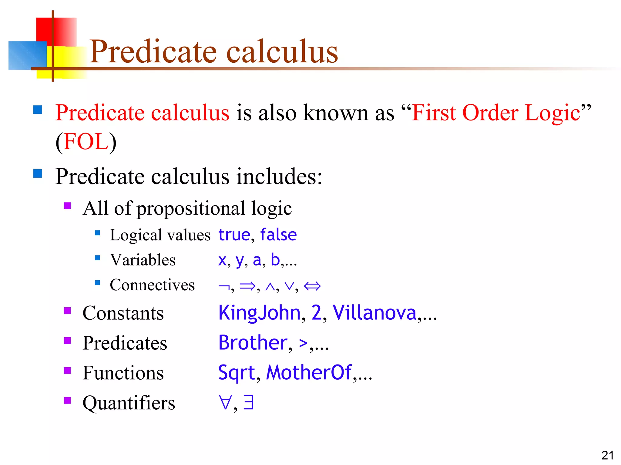 Propositional Logic and Pridicate logic | PPT