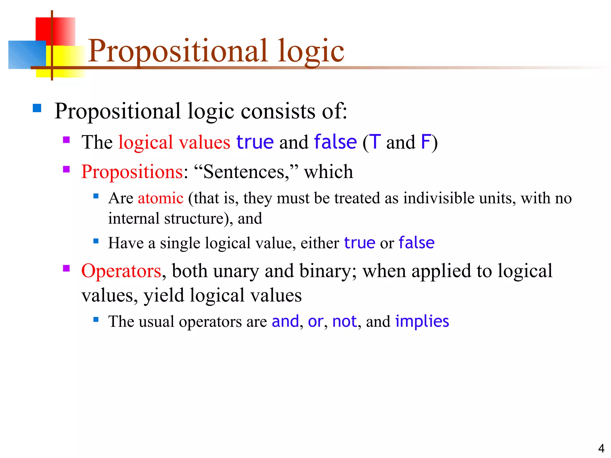Propositional Logic and Pridicate logic | PPT
