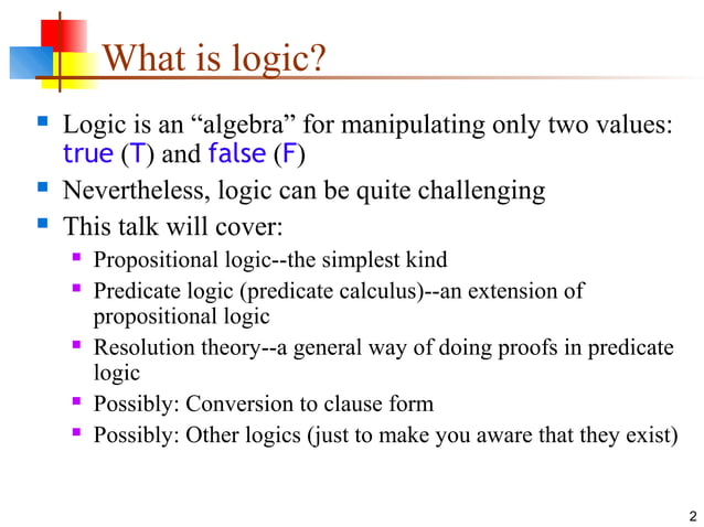 Propositional Logic and Pridicate logic | PPT | Physics | Science