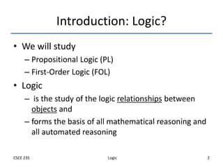 Introduction to Logic Spring 2007 Introduction to Discrete Structures.ppt