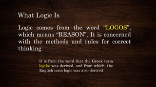 Logic and Philosophy Logic and Philosoph | PPTX