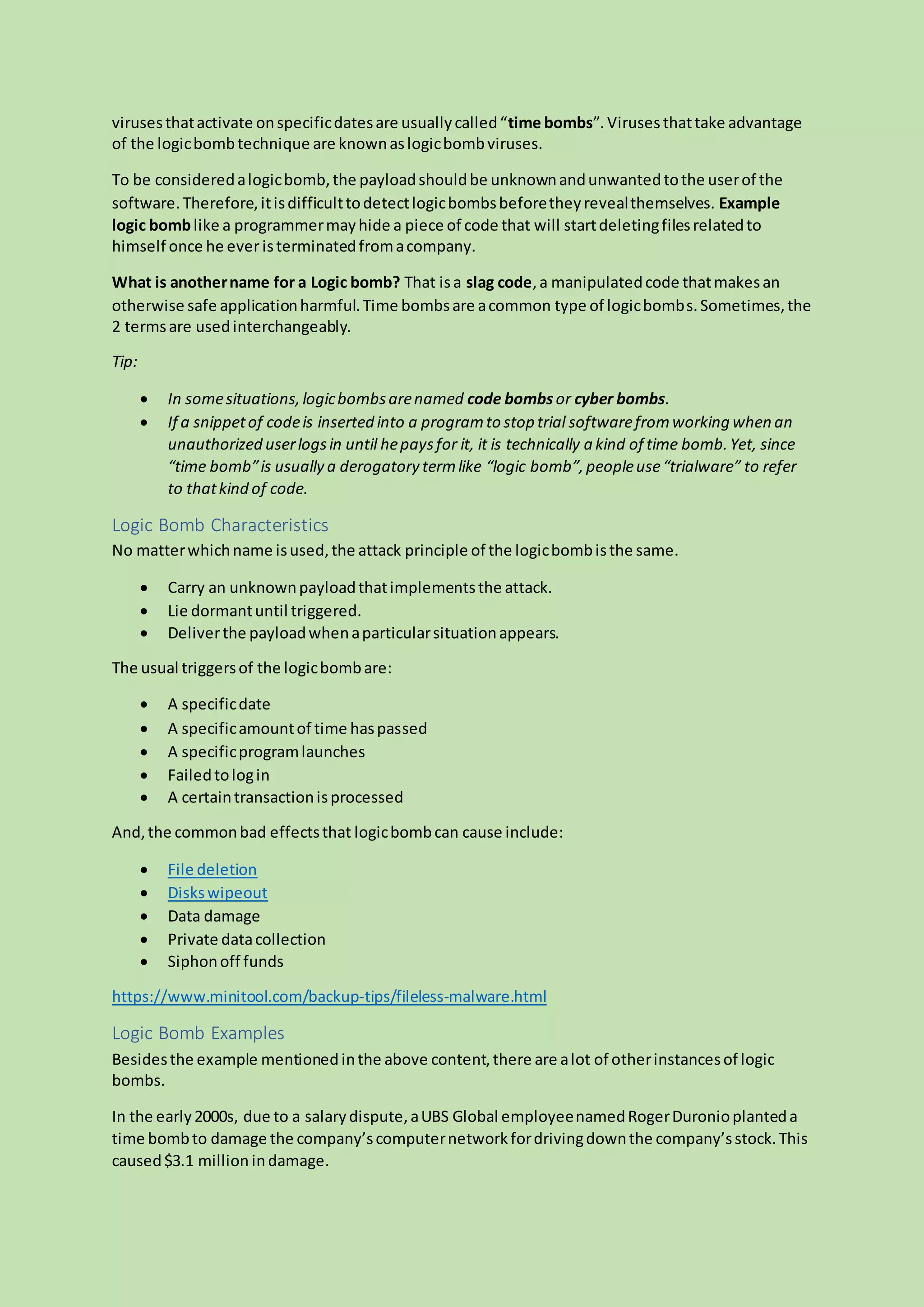 Logic bomb virus | DOCX