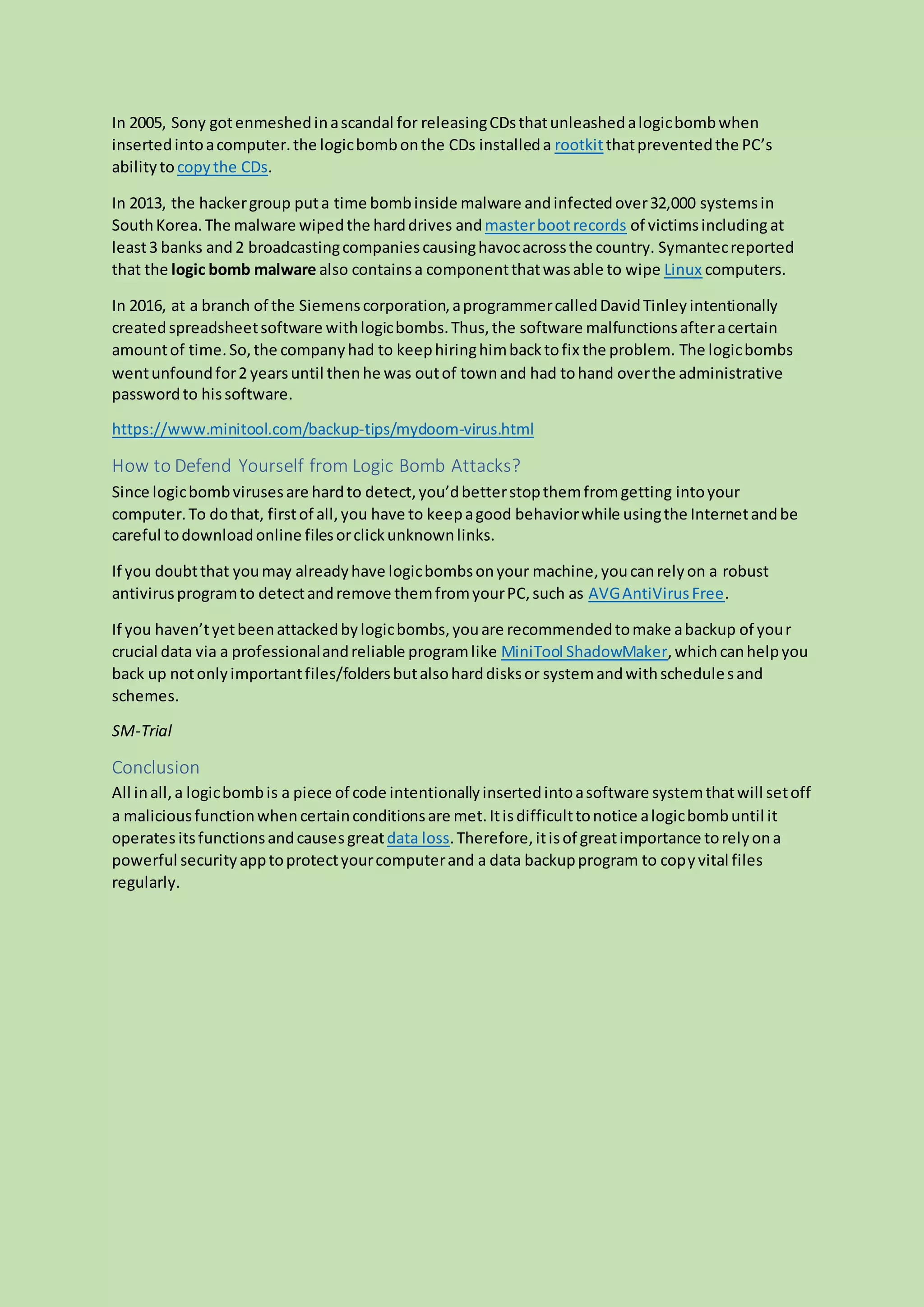 Logic bomb virus | DOCX