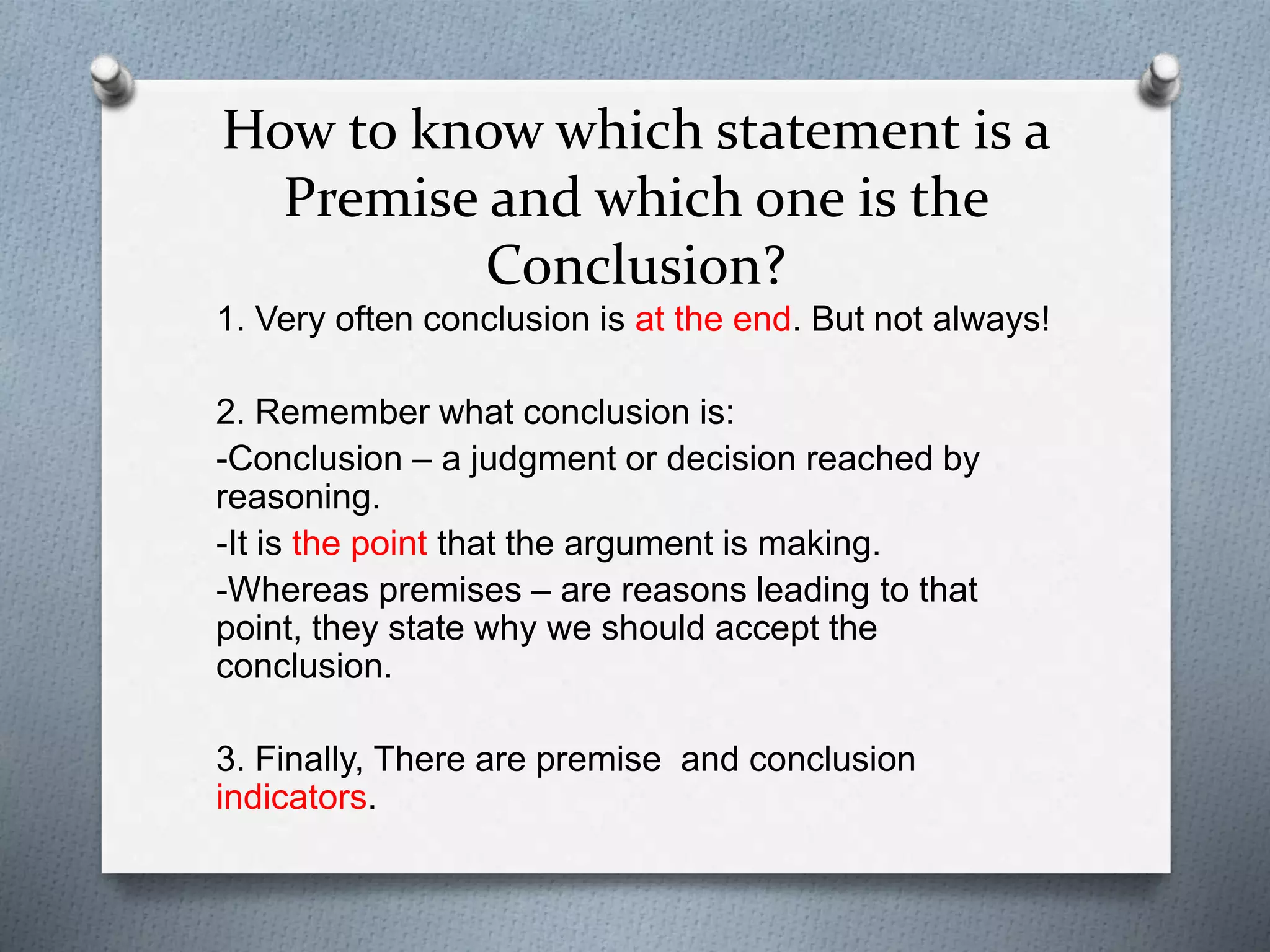 Logic 1 intro args premise_ concl_10141 | PPT