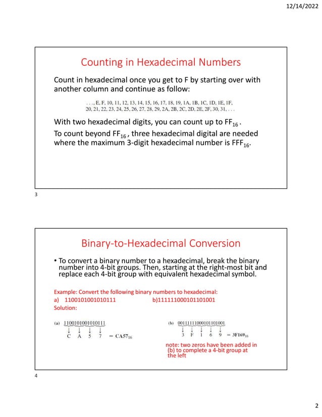 numbering system binary and decimal hex octal | PDF