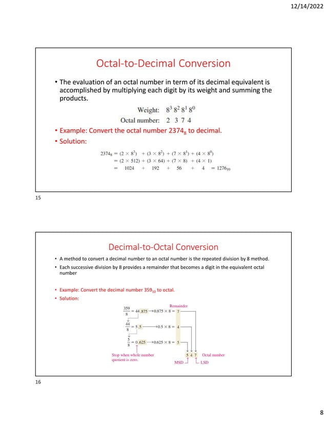 numbering system binary and decimal hex octal | PDF